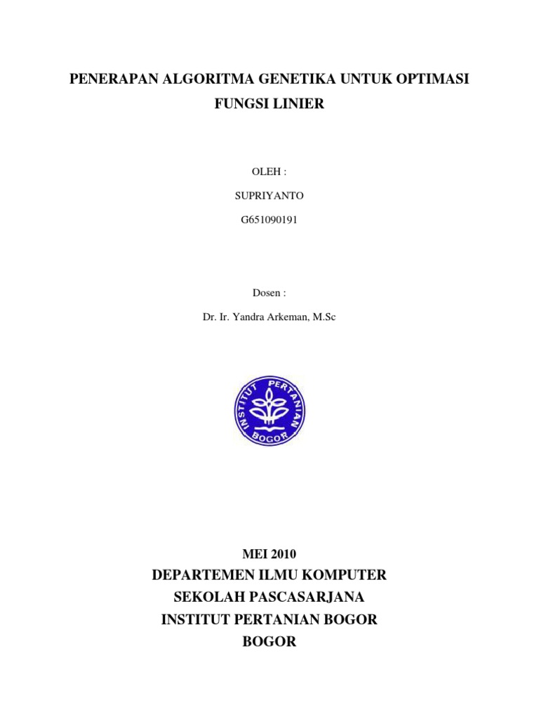 Optimasi Fungsi Sederhana Dengan Algoritma Genetika | PDF