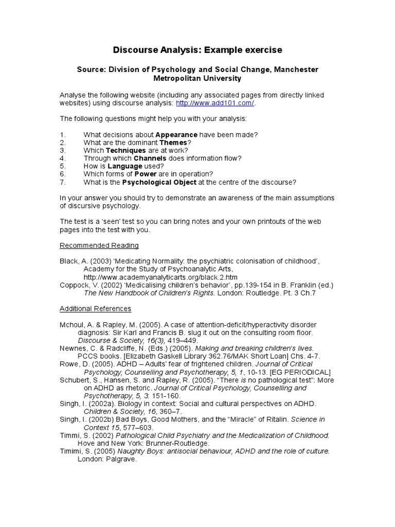 Discourse Analysis: Example Exercise | PDF
