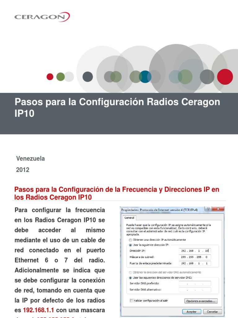 Configuración Radios Ceragon IP10 | PDF | Dirección IP | Radio