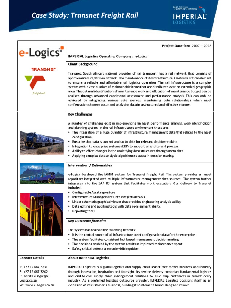 IMPERIAL Logistics Transnet Freight Rail | PDF | Logistics | Supply Chain