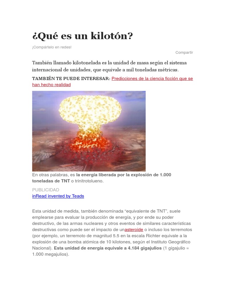 Qué Es Un Kilotón | PDF | Unidades de medida | Explosión