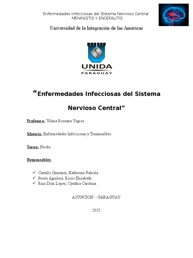 Enfermedades Infecciosas Del Sistema Nervioso Central | PDF | Meningitis | Virus