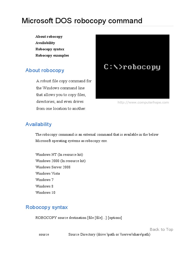 Robocopy Guide CMD | PDF | Utility Software | Areas Of Computer Science