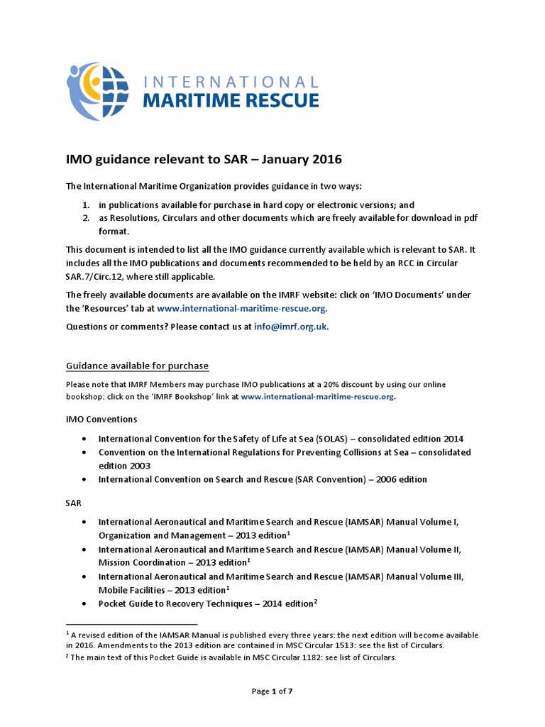 IMO SAR Guidance Jan 16 | PDF