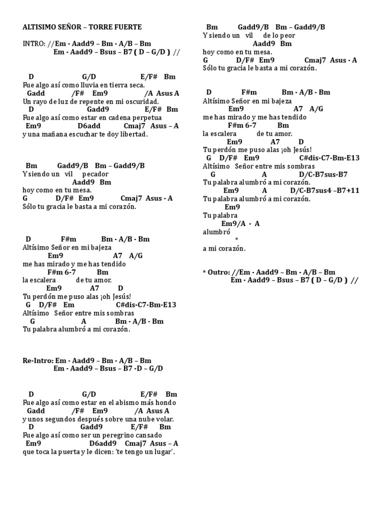 ALTISIMO SEÑOR - TORRE FUERTE (Versión Acústica) | PDF | Ocio