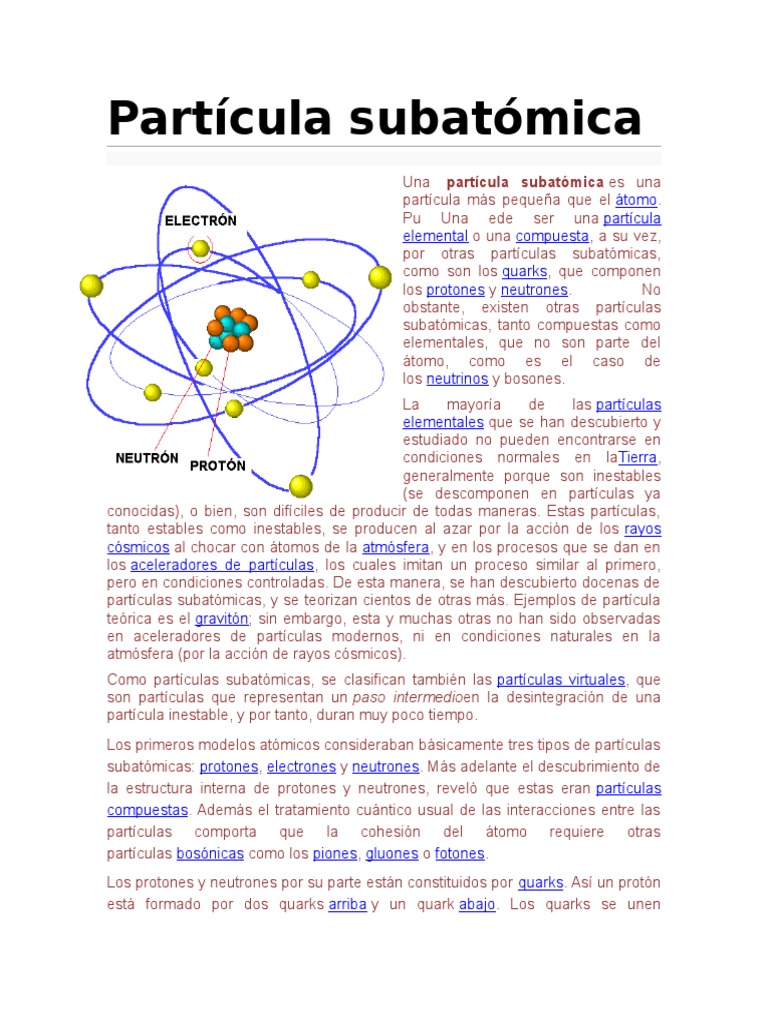 Partícula Subatómica | PDF | Partícula elemental | Protón