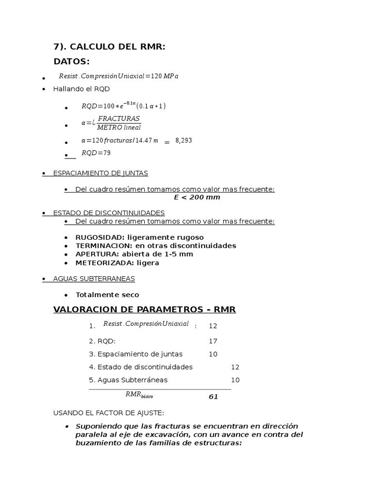 Calculo Del RMR | PDF