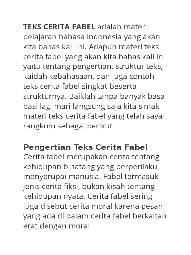 Teks Cerita Fabel | PDF