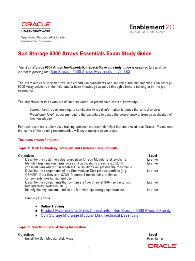 Sun Storage 6000 Exam Guide | PDF | Computer Data Storage | Oracle Database