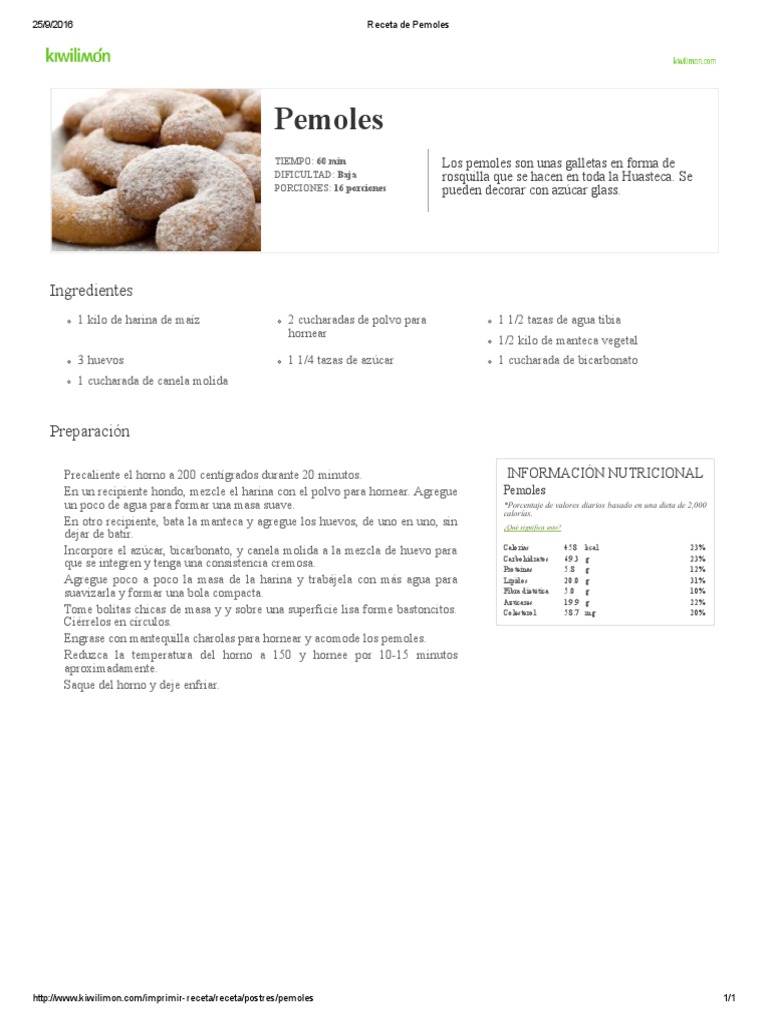 Receta de Pemoles | PDF