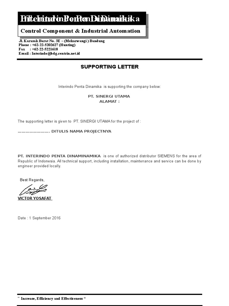 Supporting Letter Contoh | PDF