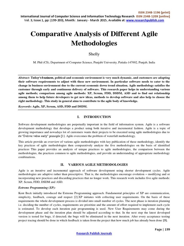 Comparative Analysis of Different Agile Methodologies-1178 PDF | PDF ...