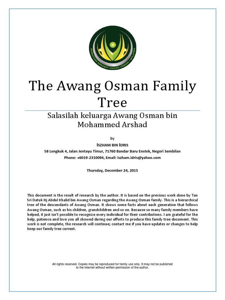 Awang Osman Family Tree Overview | PDF