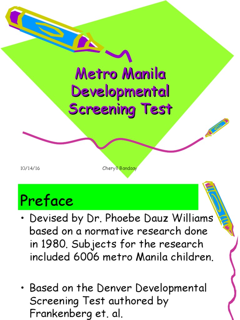 Metro Manila Developmental Screening Test Fin | Behavioural Sciences ...