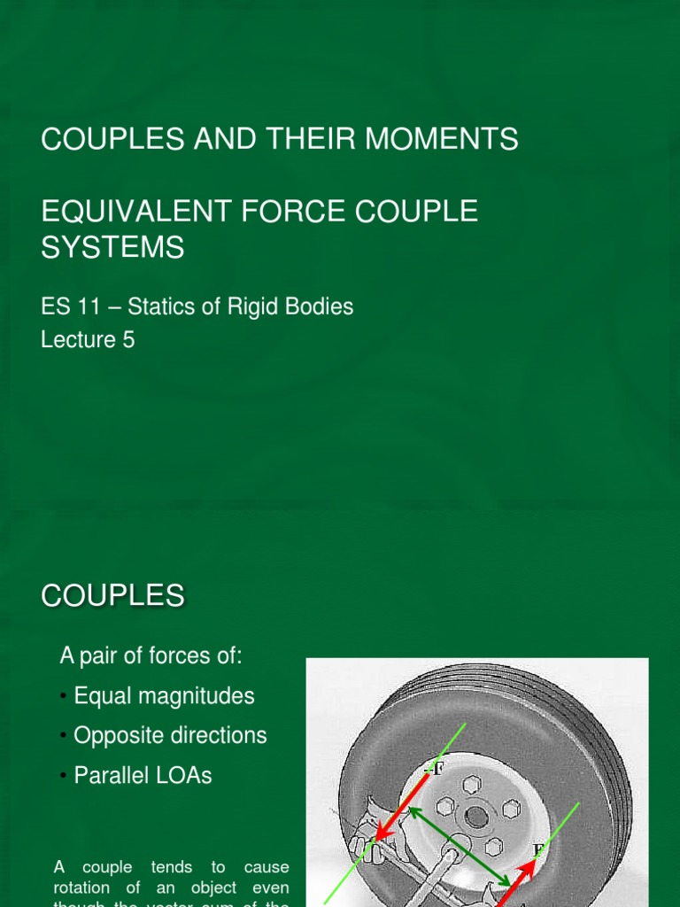 Lecture 5 - Couples, Equivalent Force Couple Systems PDF | PDF ...