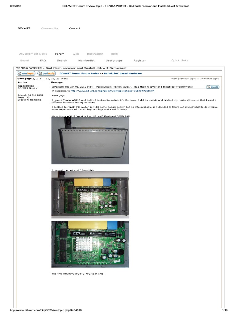 DD-WRT Forum - View Topic - TENDA W311... H Recover and Install DD-WRT ...