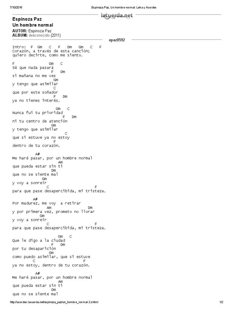 Letra y Acordes de "Un Hombre Normal" | PDF