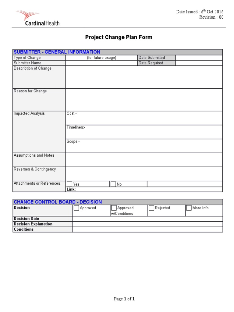 Project Change Plan Form Template | PDF | Law