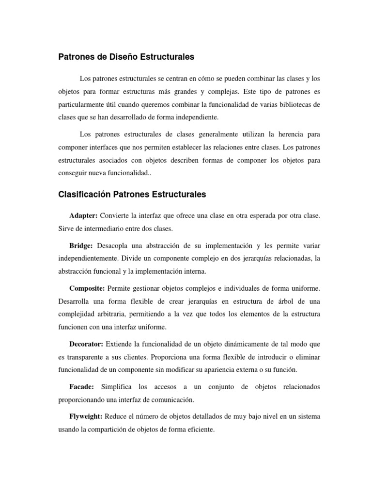 Patrones Estructurales | PDF | Objeto (informática) | Clase (Programación informática)
