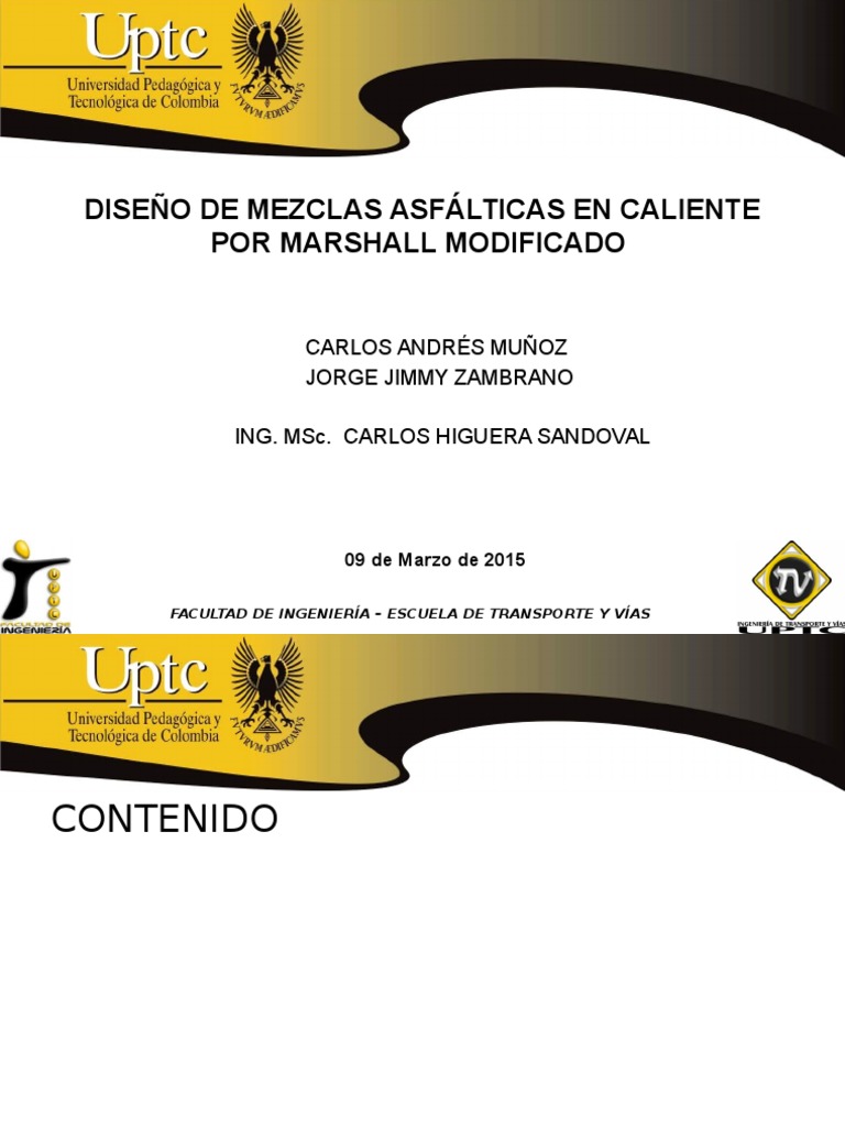 Diseño de mezclas asfálticas en caliente mediante el método Marshall ...