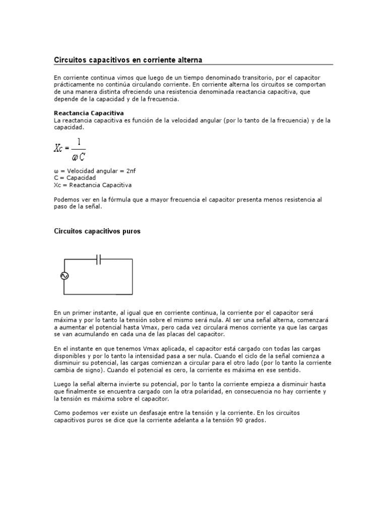 Circuitos Capacitivos en Corriente Alterna | PDF | Condensador ...