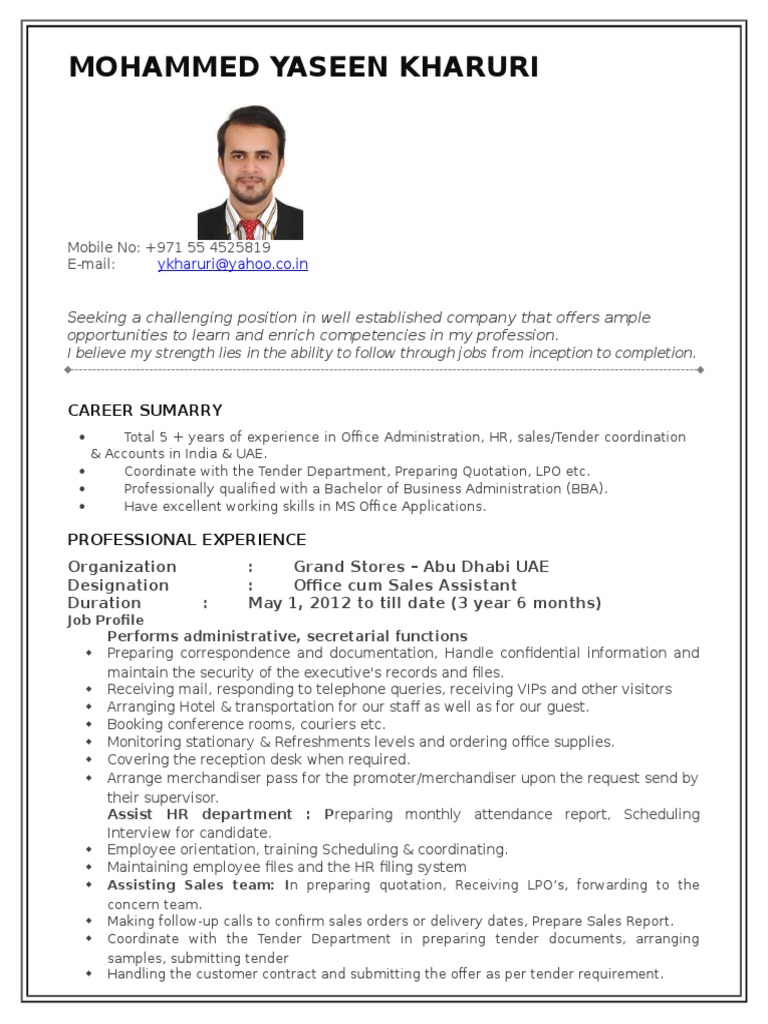 Mohammed Yaseen Kharuri's Resume: Seeking a Challenging Position ...