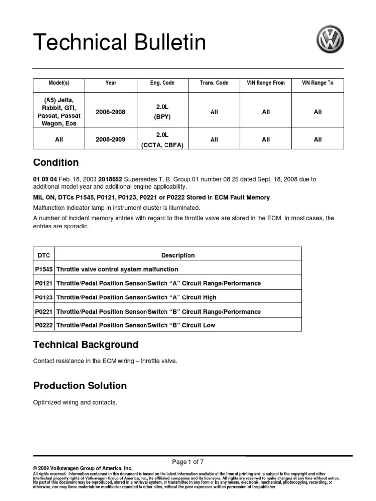 01-09-04MIL On, DTCs P1545, P0121, P0123, P0221 or P0222 Stored in ECM ...