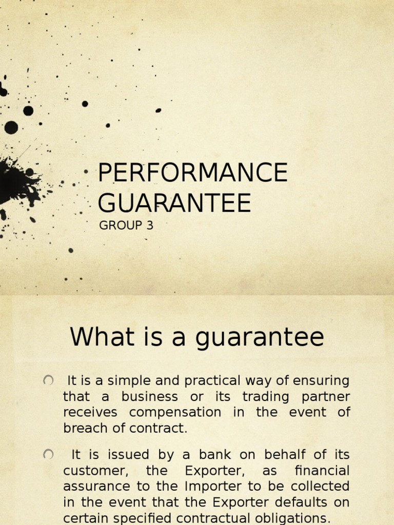 Performance Guarantee Under International Trade Law | PDF | Guarantee ...