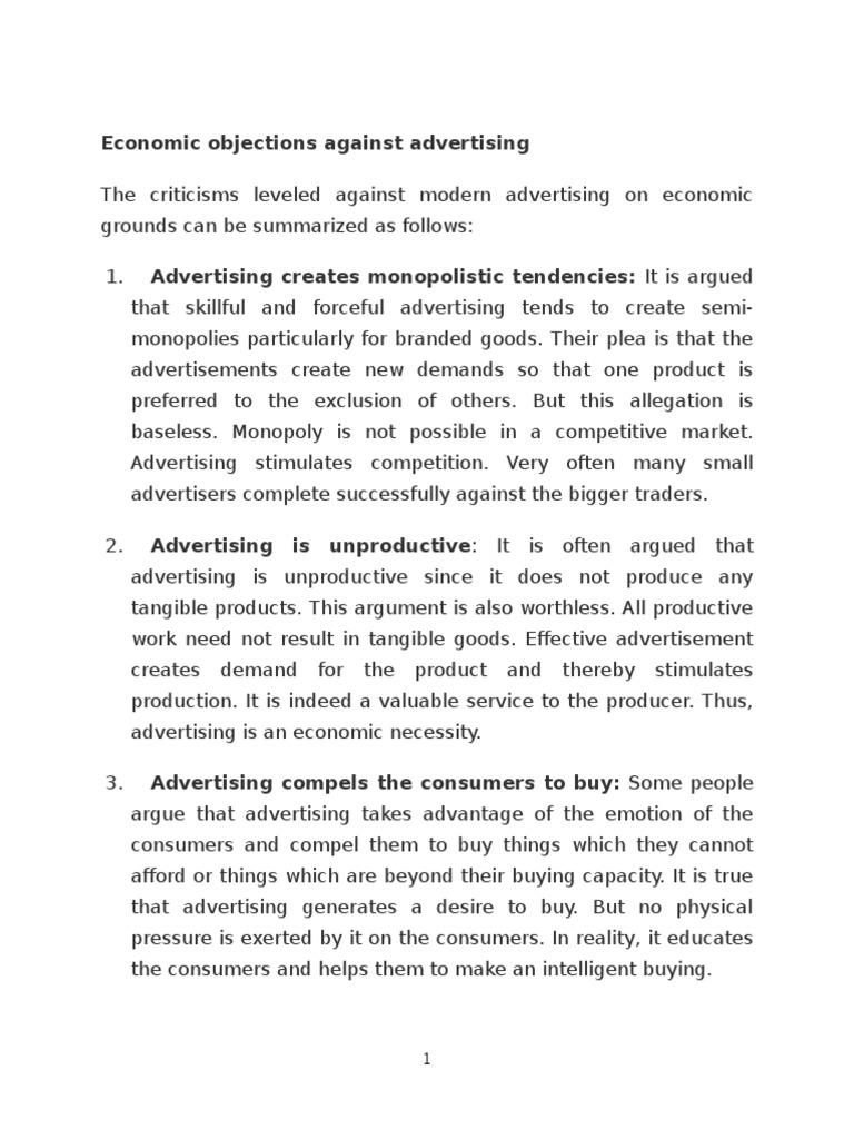 An Analysis of Common Economic, Social, and Ethical Objections to ...