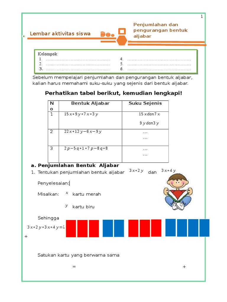 LKS Penjumlahan Pengurangan Aljabar | PDF