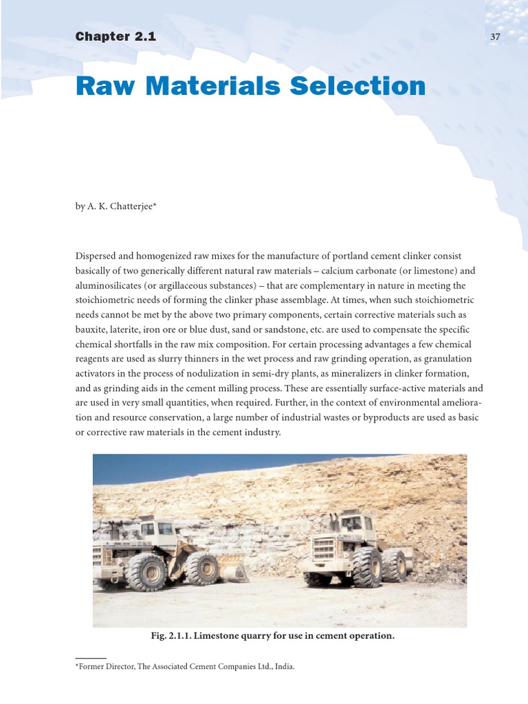 Chap. 2.1-Raw Materials Selection PDF | PDF | Limestone | Clay Minerals