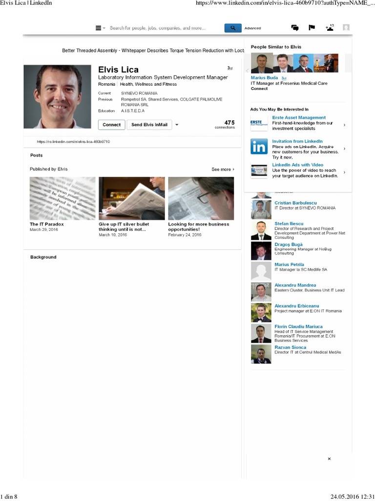 Elvis Lica - LinkedIn | PDF