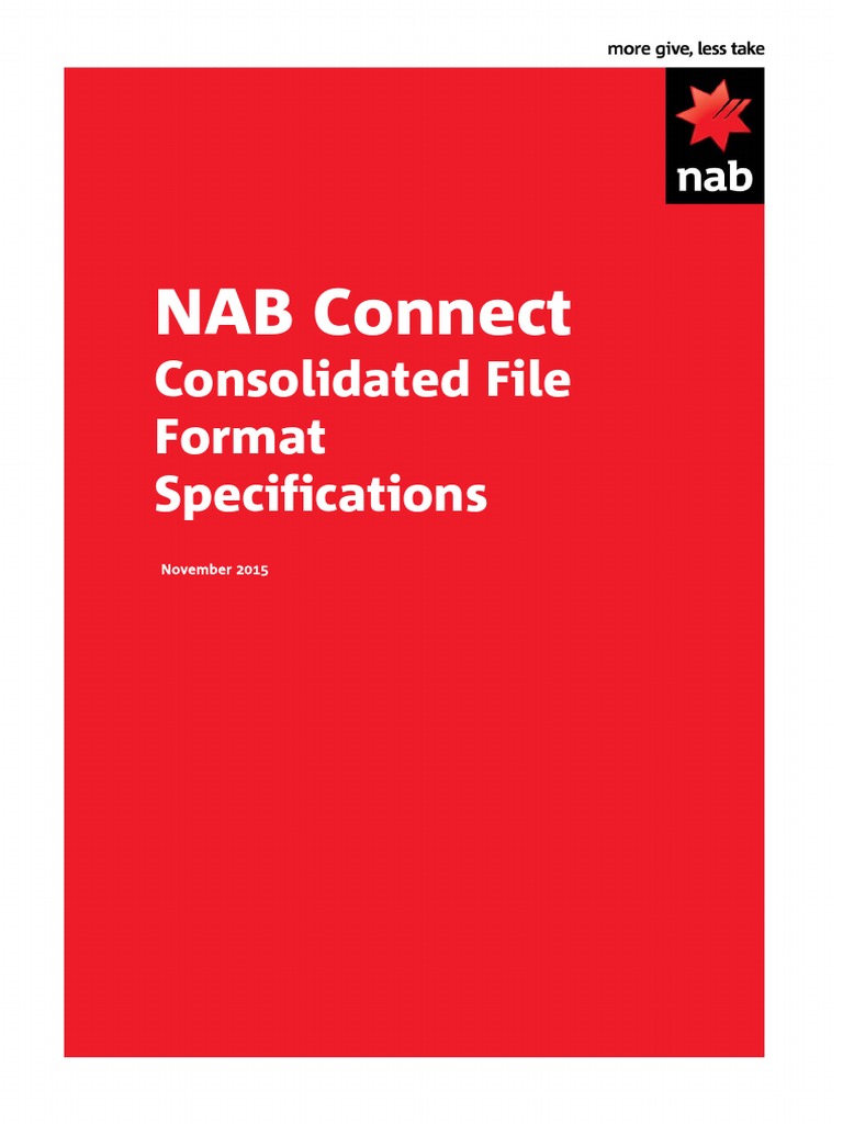 NAB Connect Consolidated File Format Specification - V0.05 | PDF | Debits And Credits | Debit Card