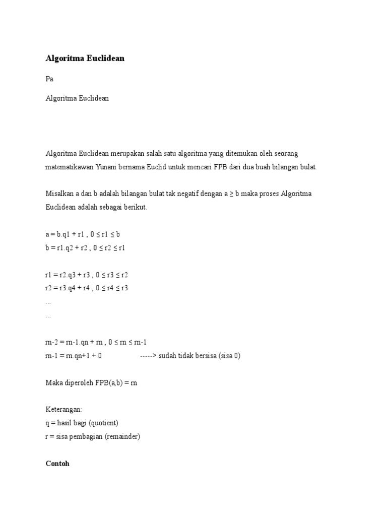 Algoritma Euclidean | PDF