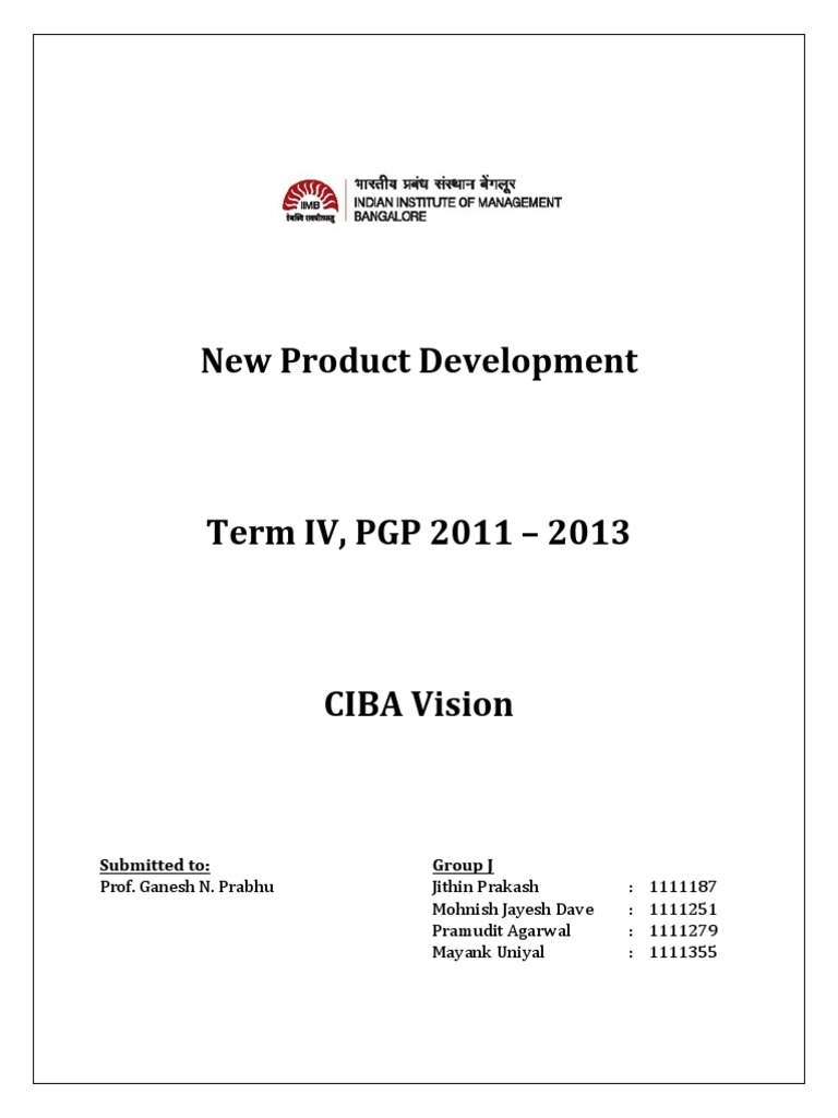 01 Ciba Vision - Group J - Final | PDF | Contact Lens | New Product ...