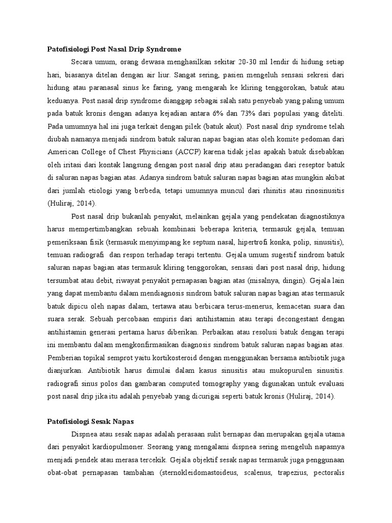 Patofisiologi Post Nasal Drip Syndrome Pdf