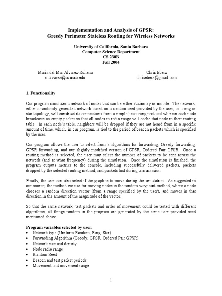 Gpsr Report Pdf Routing Network Topology