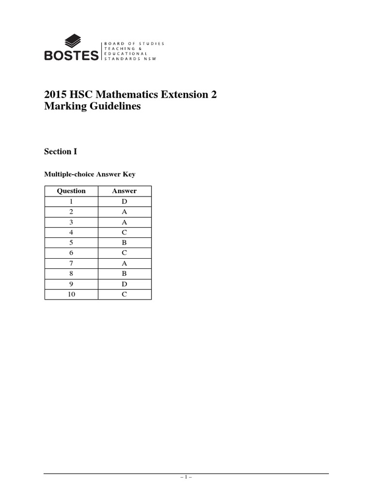 HSC Math Ext 2 Marking Guide | PDF | Sine | Polynomial