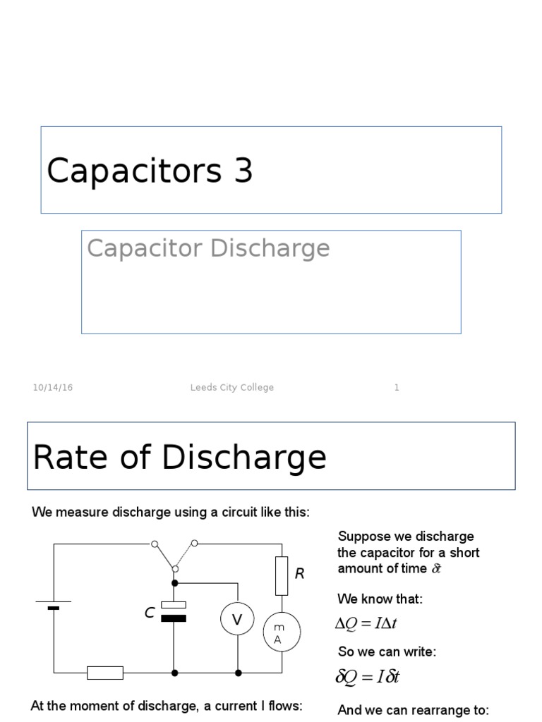 Capacitor Discharge | PDF | Capacitor | Electromagnetism