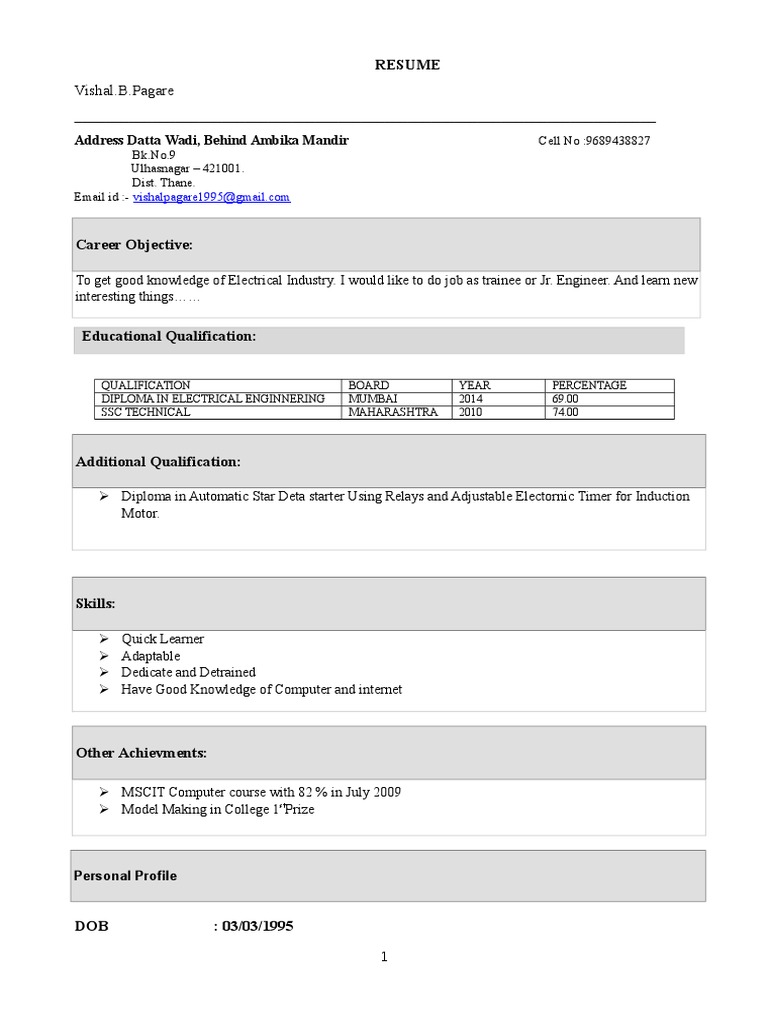 Vishal.B.Pagare | PDF | Technology & Engineering