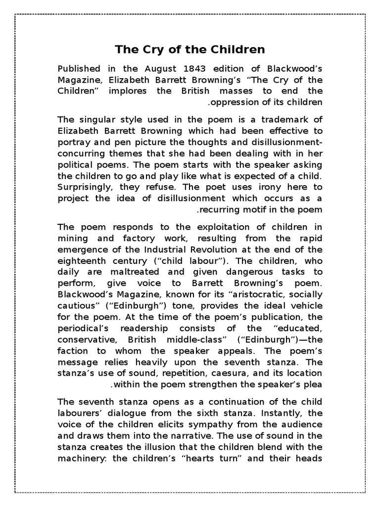 The Cry of The Children | PDF | Poetry