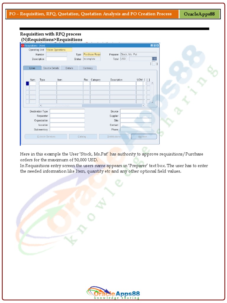 PO - Requisition, RFQ, Quotation, Quotation Analysis and PO Creation Process | PDF | Button ...