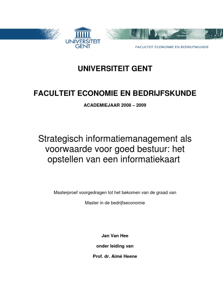 Strategisch Informatiemanagement Als Voorwaarde Voor Goed Bestuur: Het ...