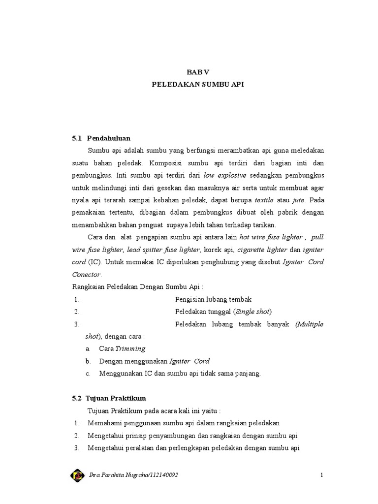 Sumbu Api Dan Sumbu Ledak | PDF