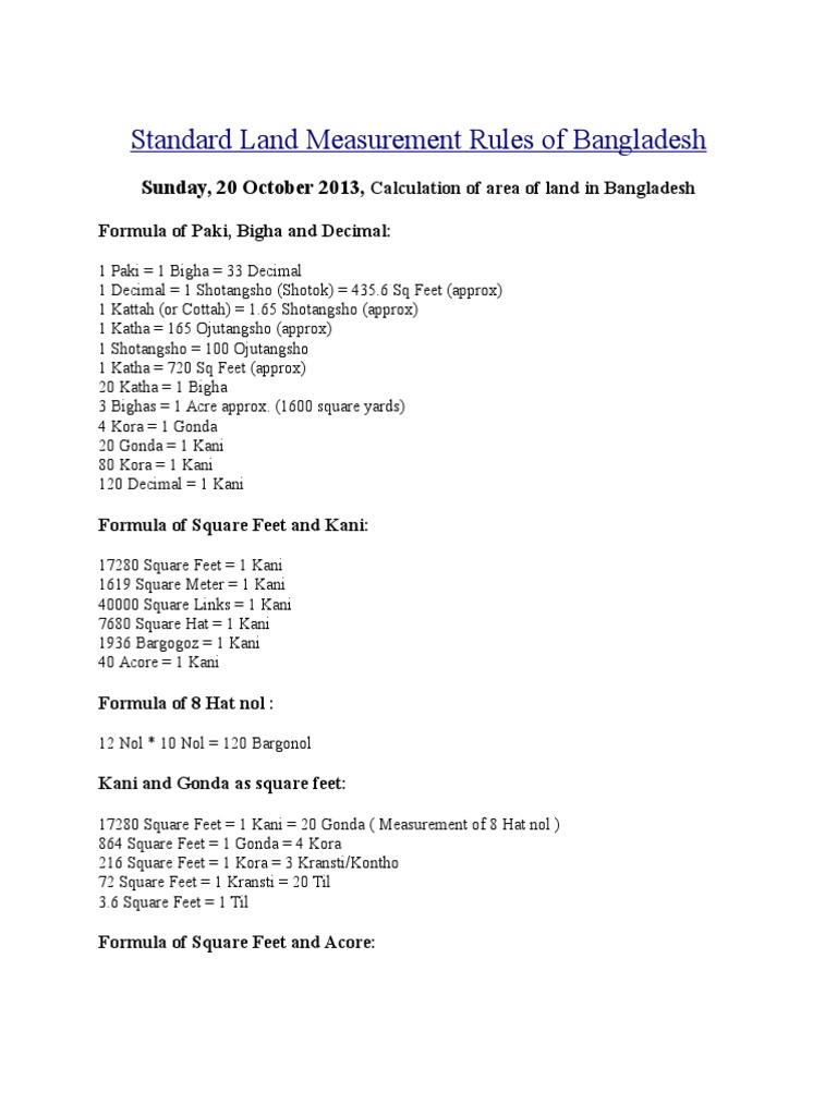 Land Measurement Rules of Bangladesh | PDF | Length | Units Of Measurement