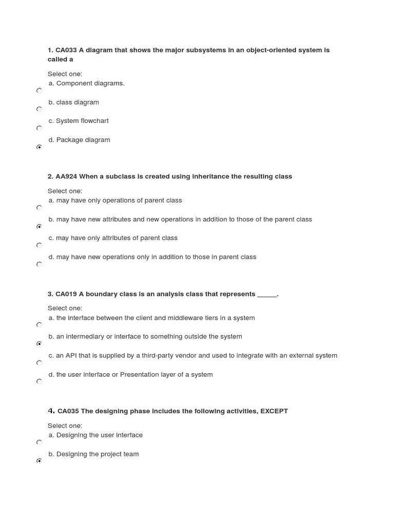 Object-Oriented Concepts MCQ Quiz | PDF | Class (Computer Programming ...