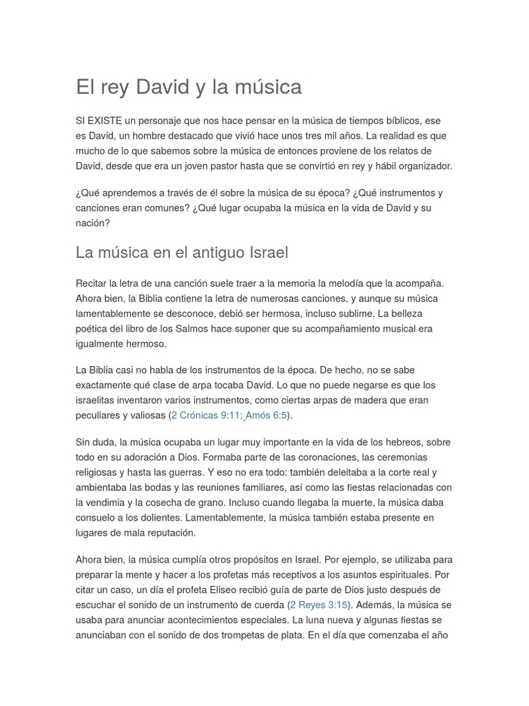 La música y el rey David | PDF | David | Entretenimiento (general)