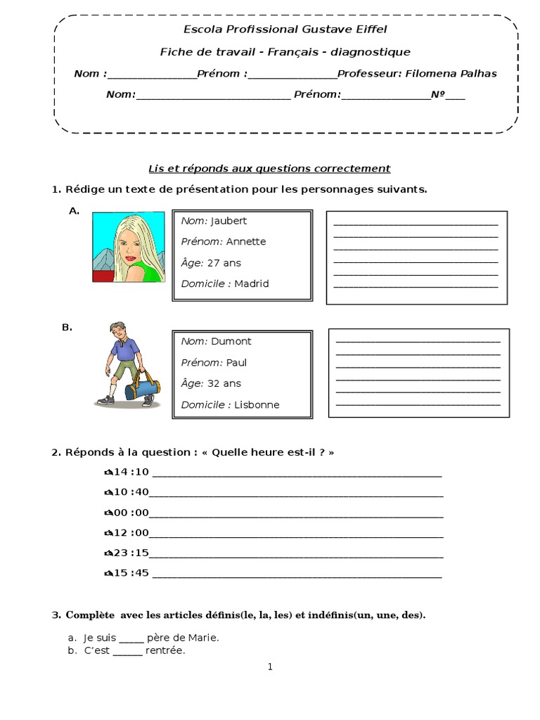 Fiche de Travail - Diagnostique | PDF