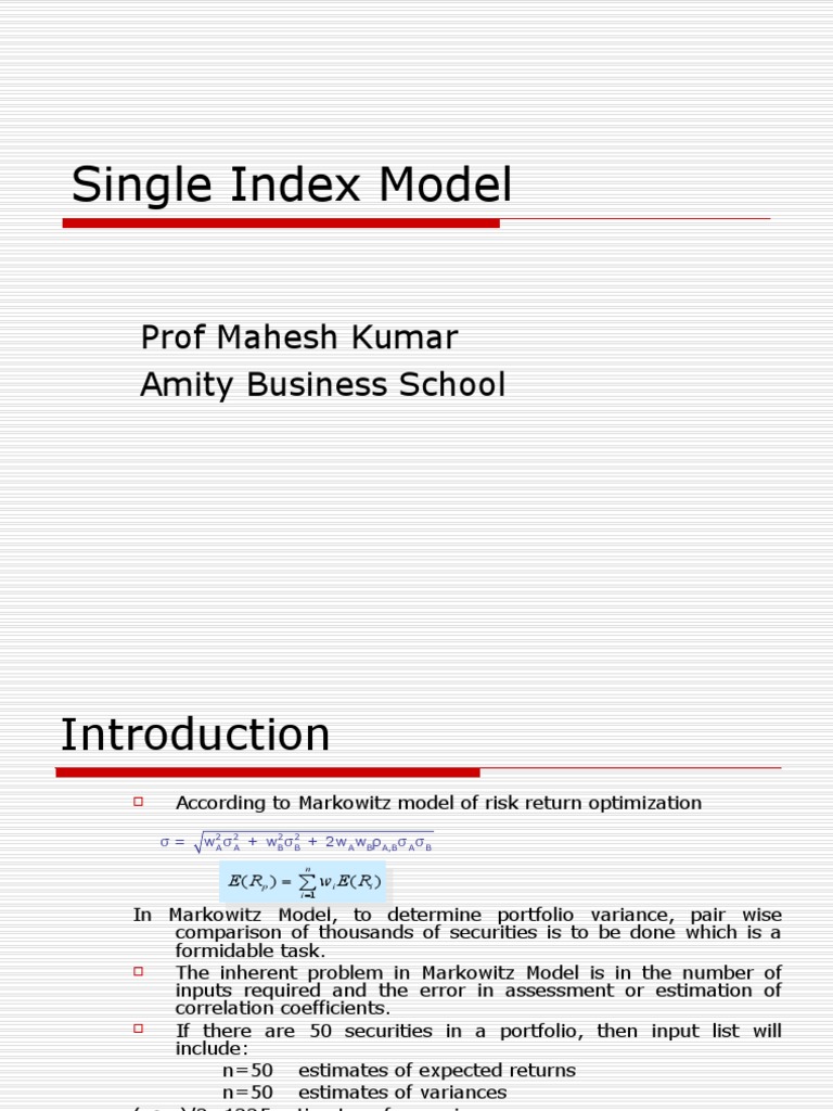 Understanding the Single Index Model | PDF | Business