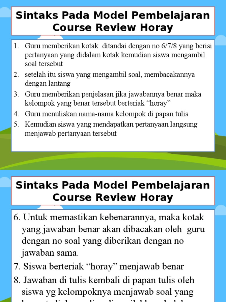 Sintaks Pada Model Pembelajaran Course Review Horay | PDF